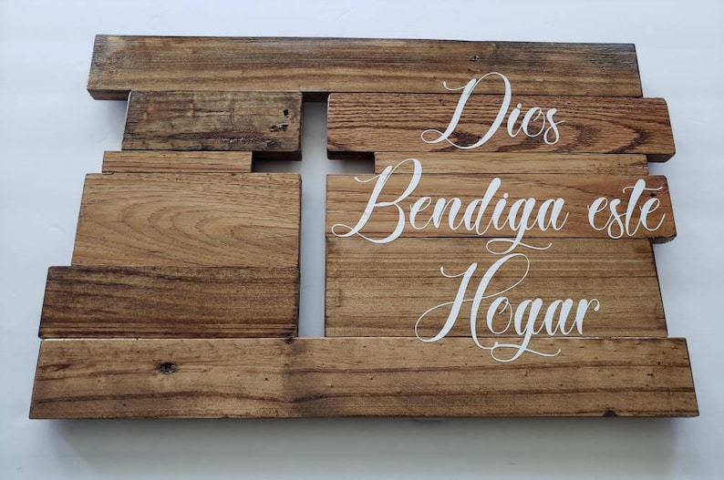 Large Wood 3D Rustic Cross Sign Dios Bendiga Este Hogar - Etsy