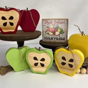 Wooden APPLE Slices | FALL DECOR | Red, Green, Yellow | Bowl Filler ...