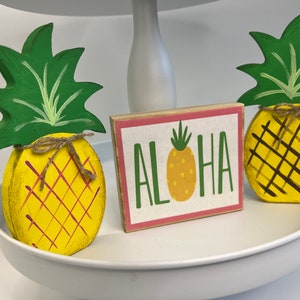 PINEAPPLES | ALOHA Sign | Summer | Hawaiian | Beach | Tiered Tray Decor ...