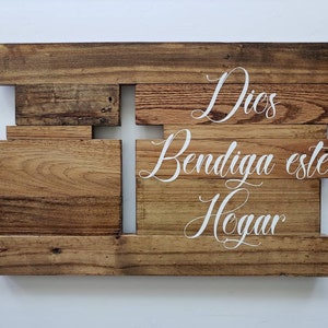 Large Wood 3D Rustic Cross Sign | Dios Bendiga Este Hogar | God Bless ...