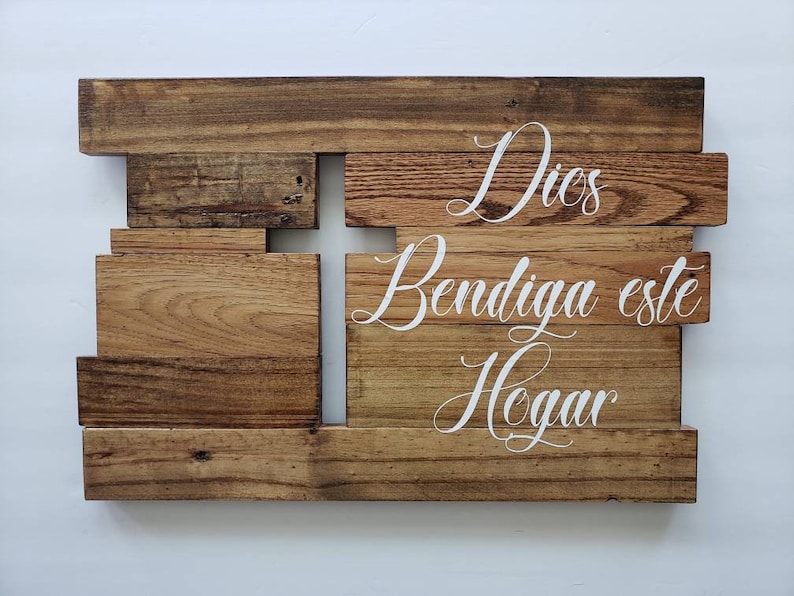 Large Wood 3D Rustic Cross Sign | Dios Bendiga Este Hogar | God Bless ...