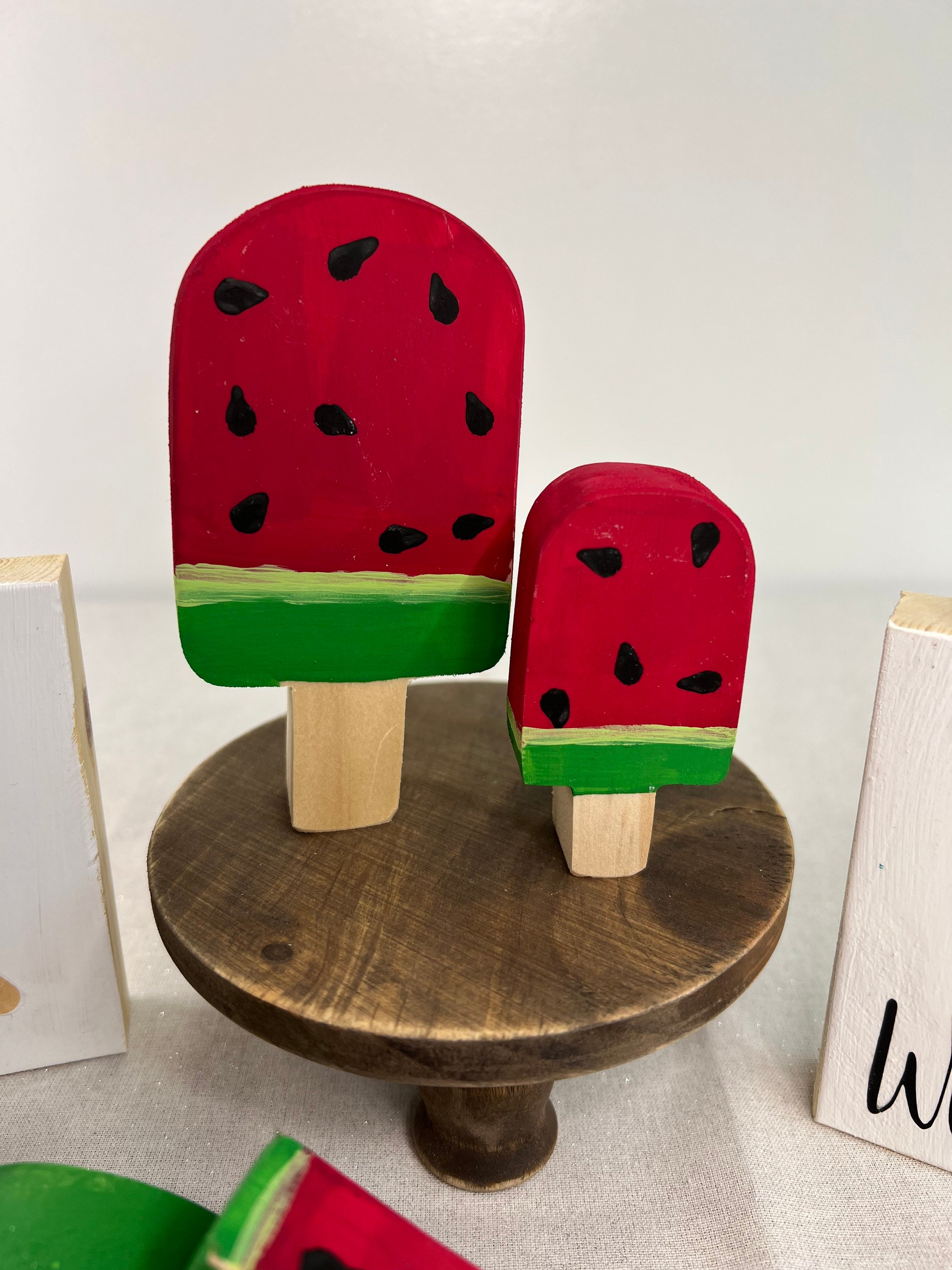 Bundle WATERMELON WOOD POPSICLES Slices Signs Riser for - Etsy