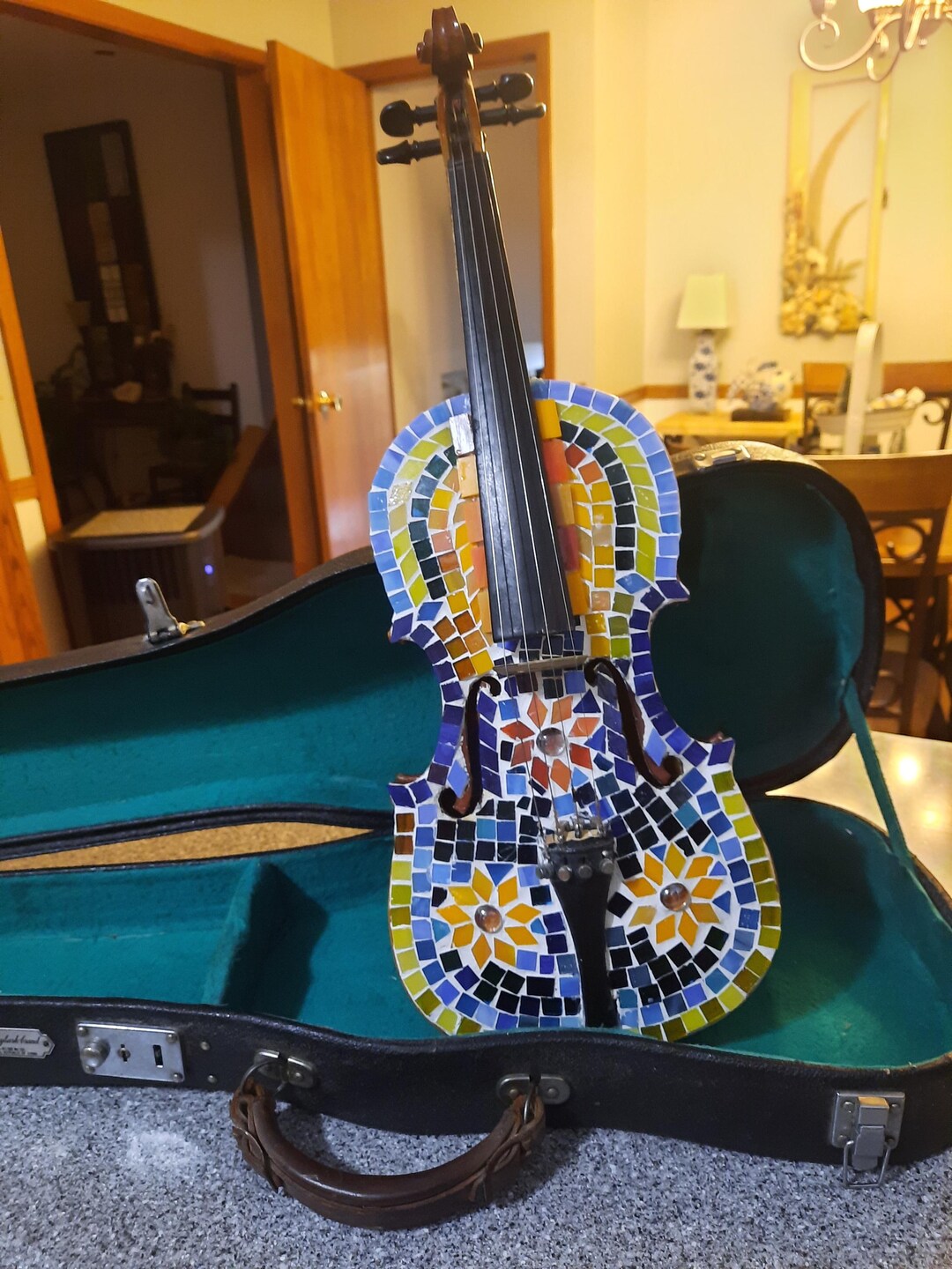MOSAIC Stained Glass Violin, 24x8. Mosaic on Front and Back. - Etsy