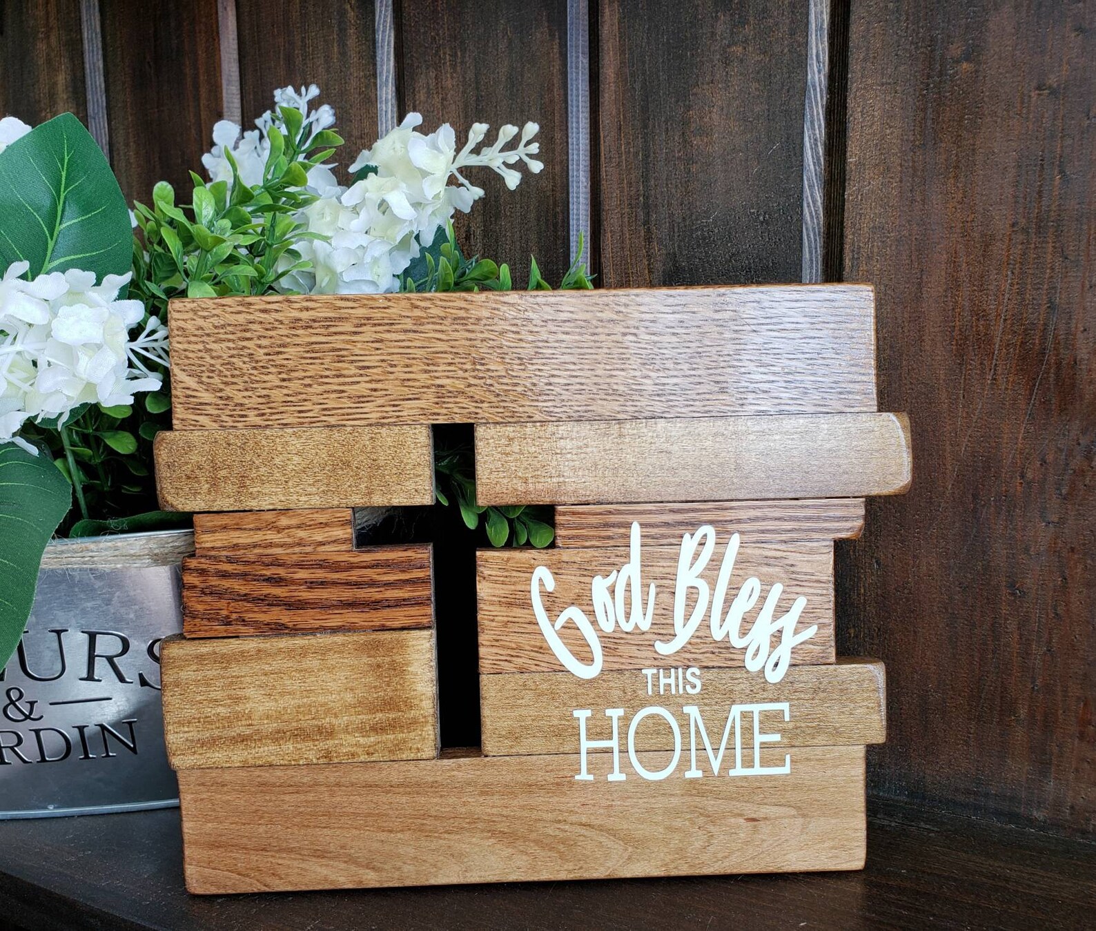 Rustic 3D Wooden Cross, God Bless This Home | Unique Housewarming Gift ...