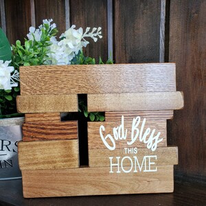 Rustic 3D Wooden Cross, God Bless This Home | Unique Housewarming Gift ...