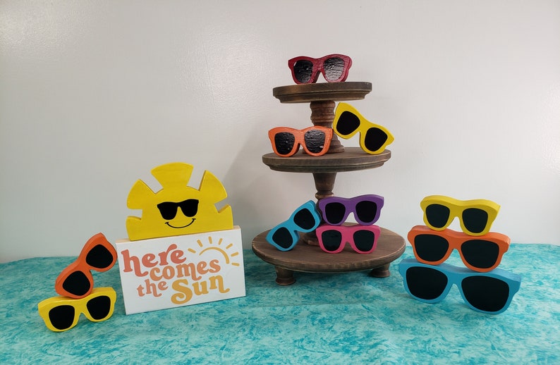 SUNGLASSES SUN and SUMMER Signs Wooden Tiered Tray Decor - Etsy
