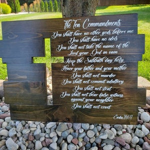 Ten Commandments 24 X 18 Inch | Rustic Cross | Wood | Church | Bible ...