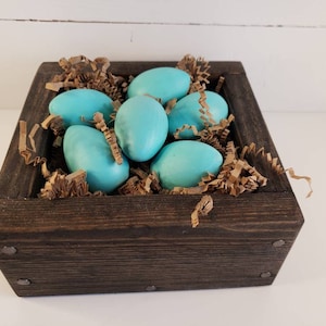 PRIMITIVE WOODEN EGGS | Rustic Wood Crate | Farmhouse Kitchen Decor ...
