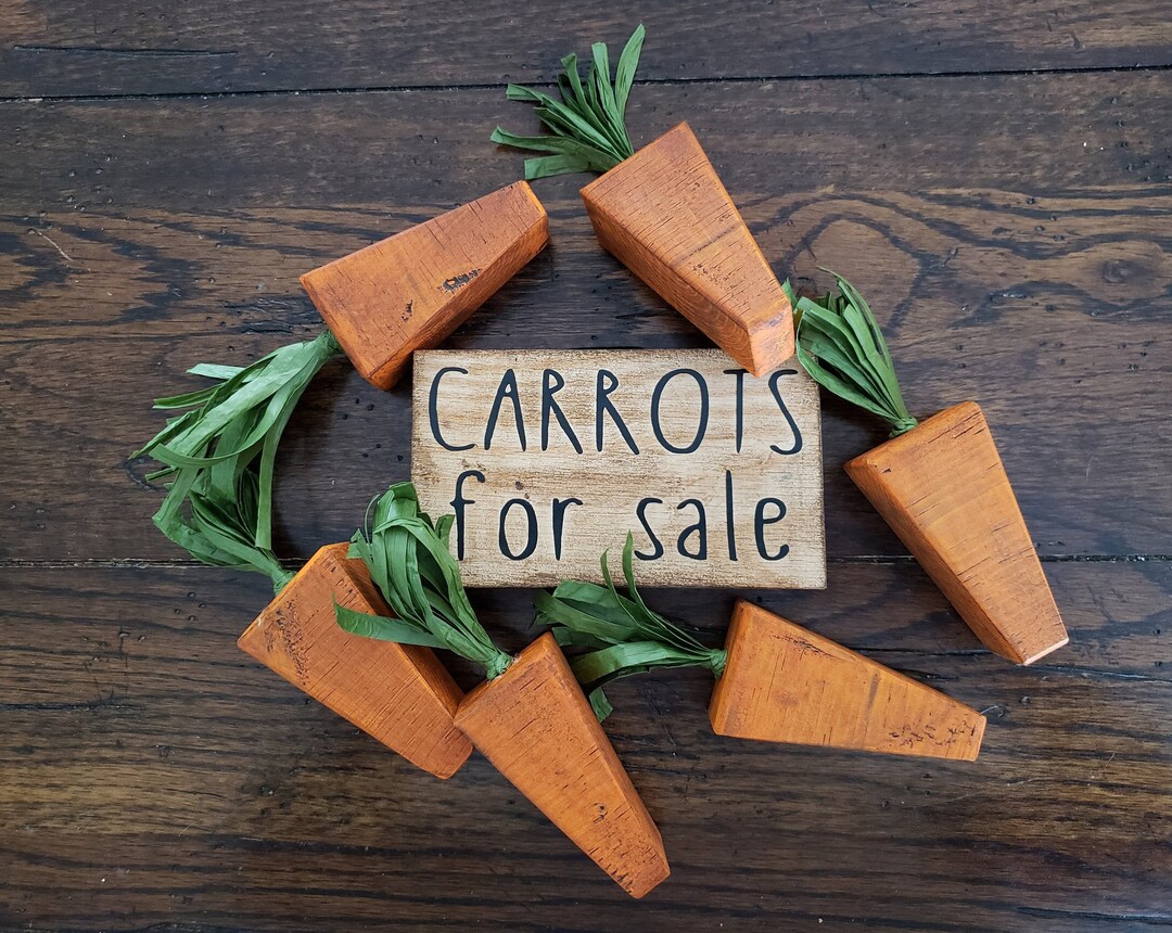 Small Wooden Carrots | Rustic Easter Decor | Farmhouse Kitchen Decor ...