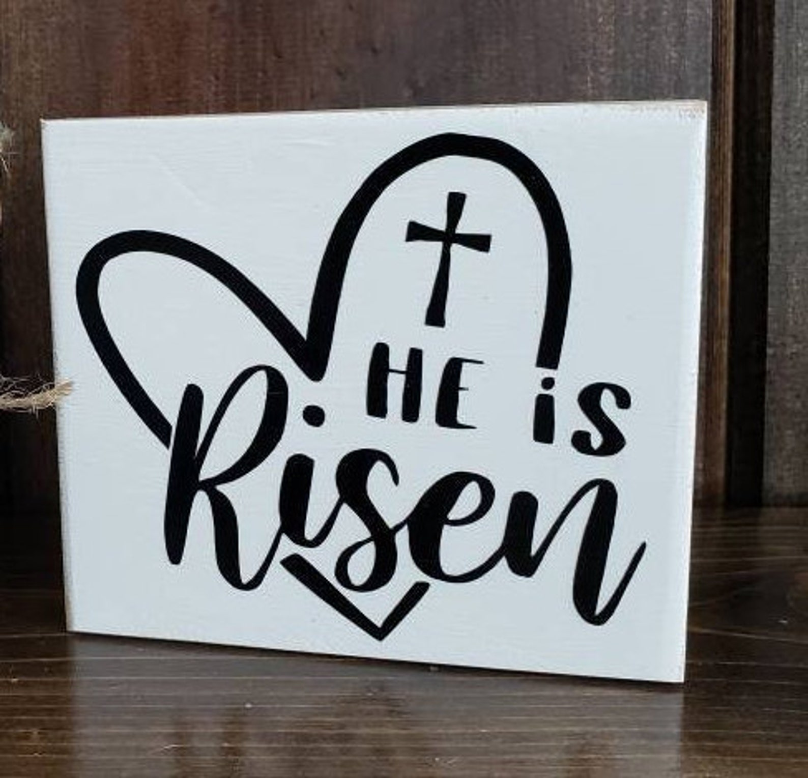 HE is RISEN Sign and Mini Wood CROSS Rustic Easter Decor - Etsy