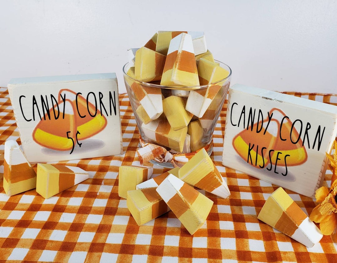 Wooden CANDY CORN SIGNS | Chunky Wood | Fall Decor | Rustic | Primitive ...