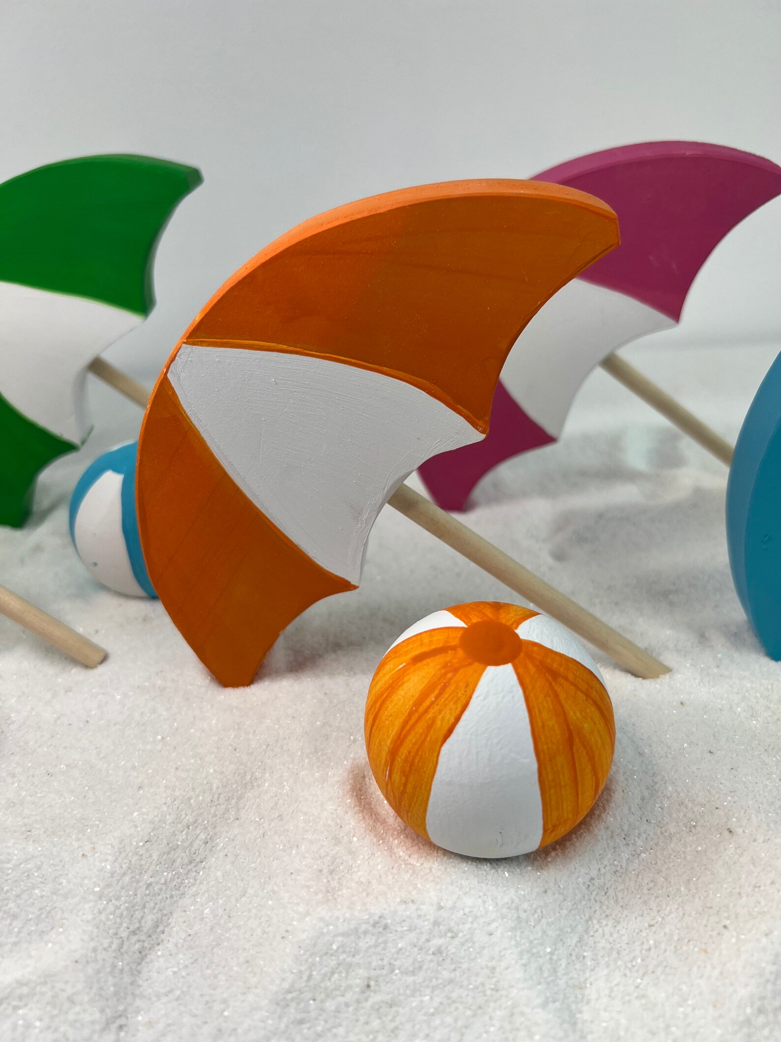 BEACH BALLS and UMBRELLAS for Summer Wooden Tiered Tray Decor Farmhouse ...