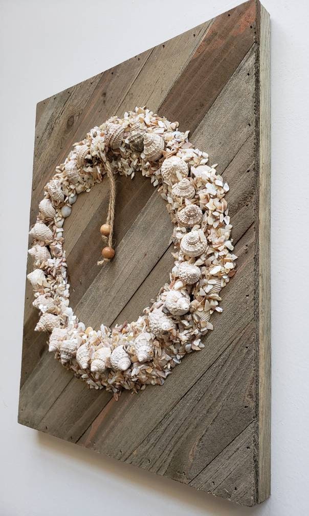Sea Shell Wreath Ship-Lap Wood Sea Shell Summer Decor | Etsy