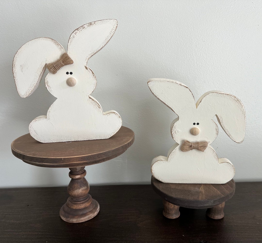 Wooden FARMHOUSE BUNNIES | CARROTS | Tiered Tray Decor | Rustic | Shelf ...