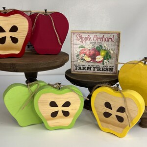 Wooden APPLE Slices | FALL DECOR | Red, Green, Yellow | Bowl Filler ...