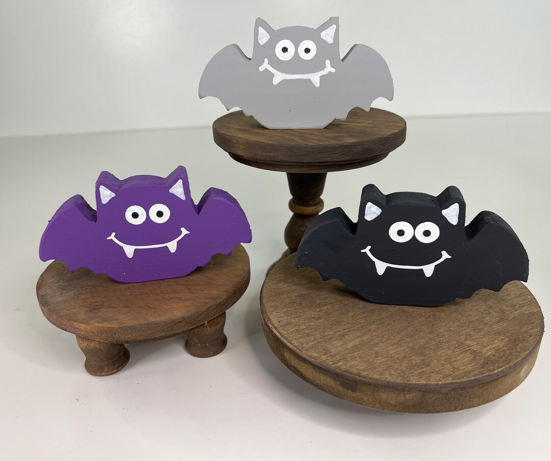 CHUNKY WOODEN VAMPIRE Bats | Halloween | Fall Tiered Tray Decor | Shelf ...