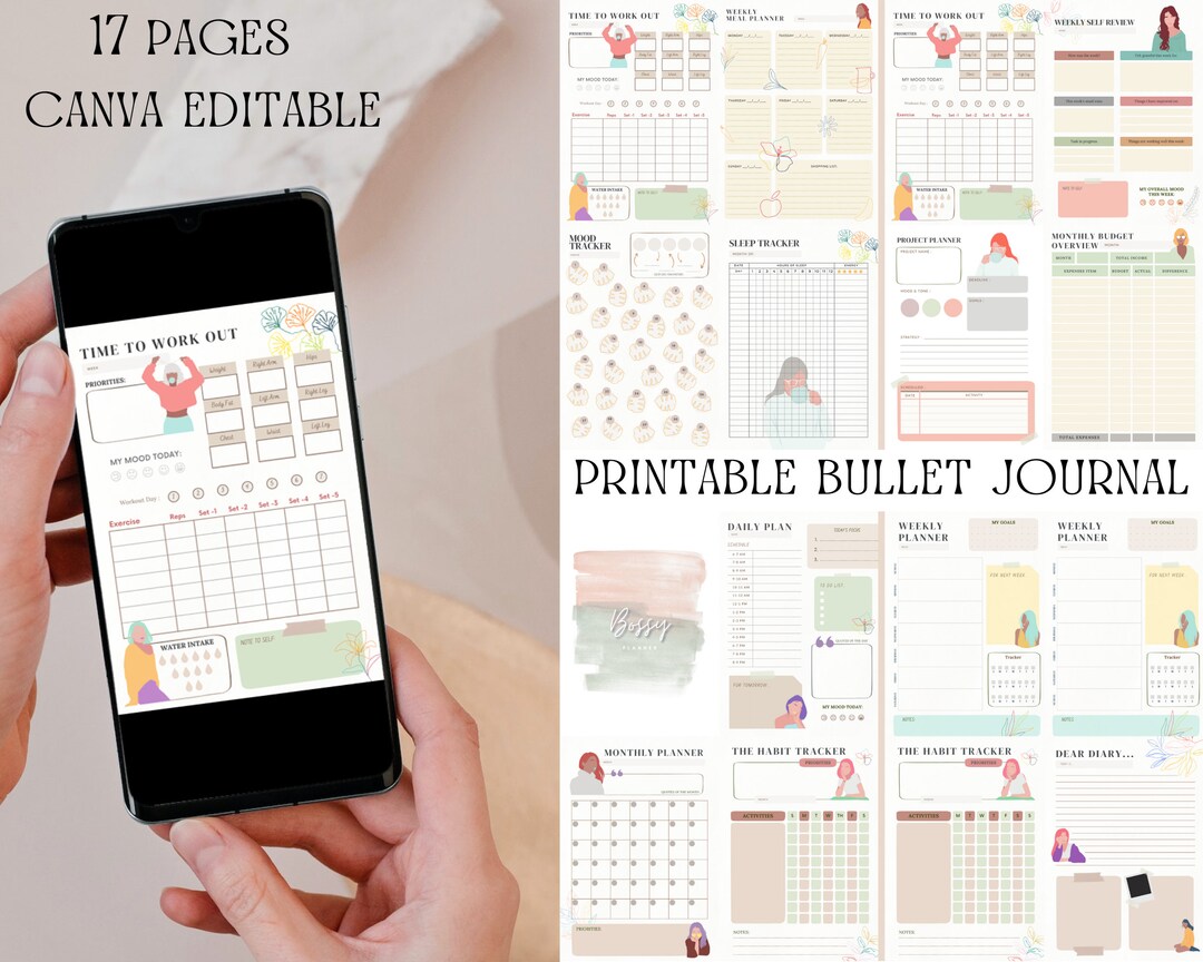 Printable Premade Digital Bullet Journal Bundle Planner Starter Kit ...