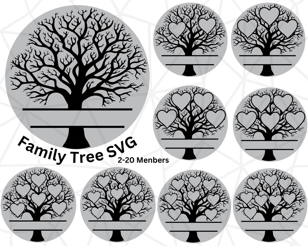 Family Tree SVG Bundle Graphic 2-20 Members Family Reunion - Etsy