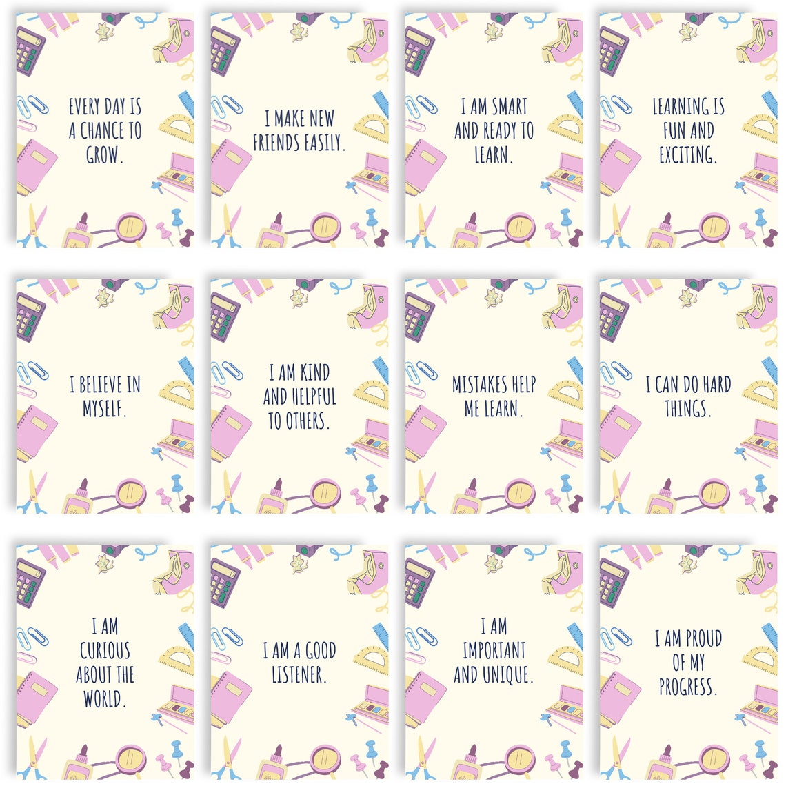 Kids Affirmation Cards Printable Back to School Affirmations - Etsy