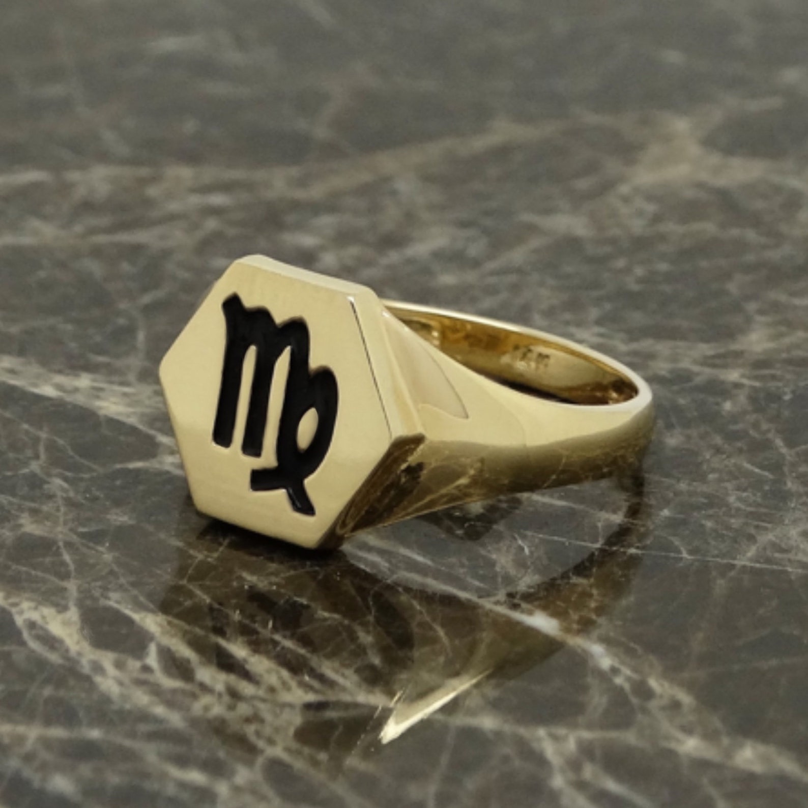 Virgo Zodiac 14K Gold Women's Ring, Solid 14k Gold Astrology Ring ...