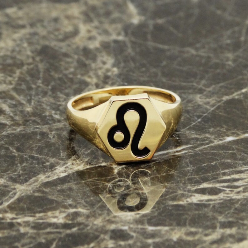 Leo 14K Gold Women's Ring, Solid 14k Gold Astrology Ring, Horoscope ...