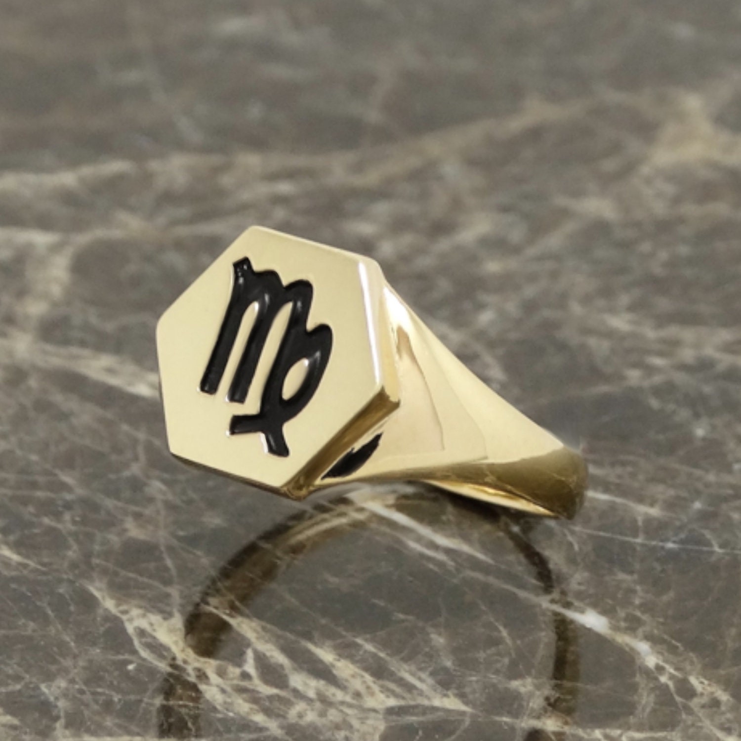 Virgo Zodiac 14K Gold Women's Ring, Solid 14k Gold Astrology Ring ...