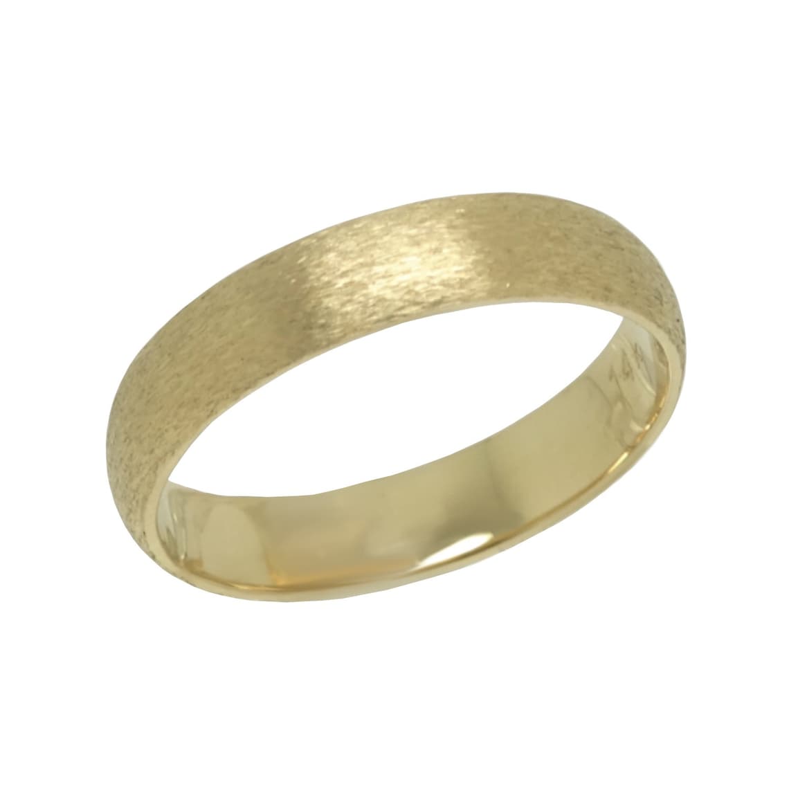 14K Gold Wedding Matte Finish Ring, Classic Wide 4 Mm Band in 14K ...