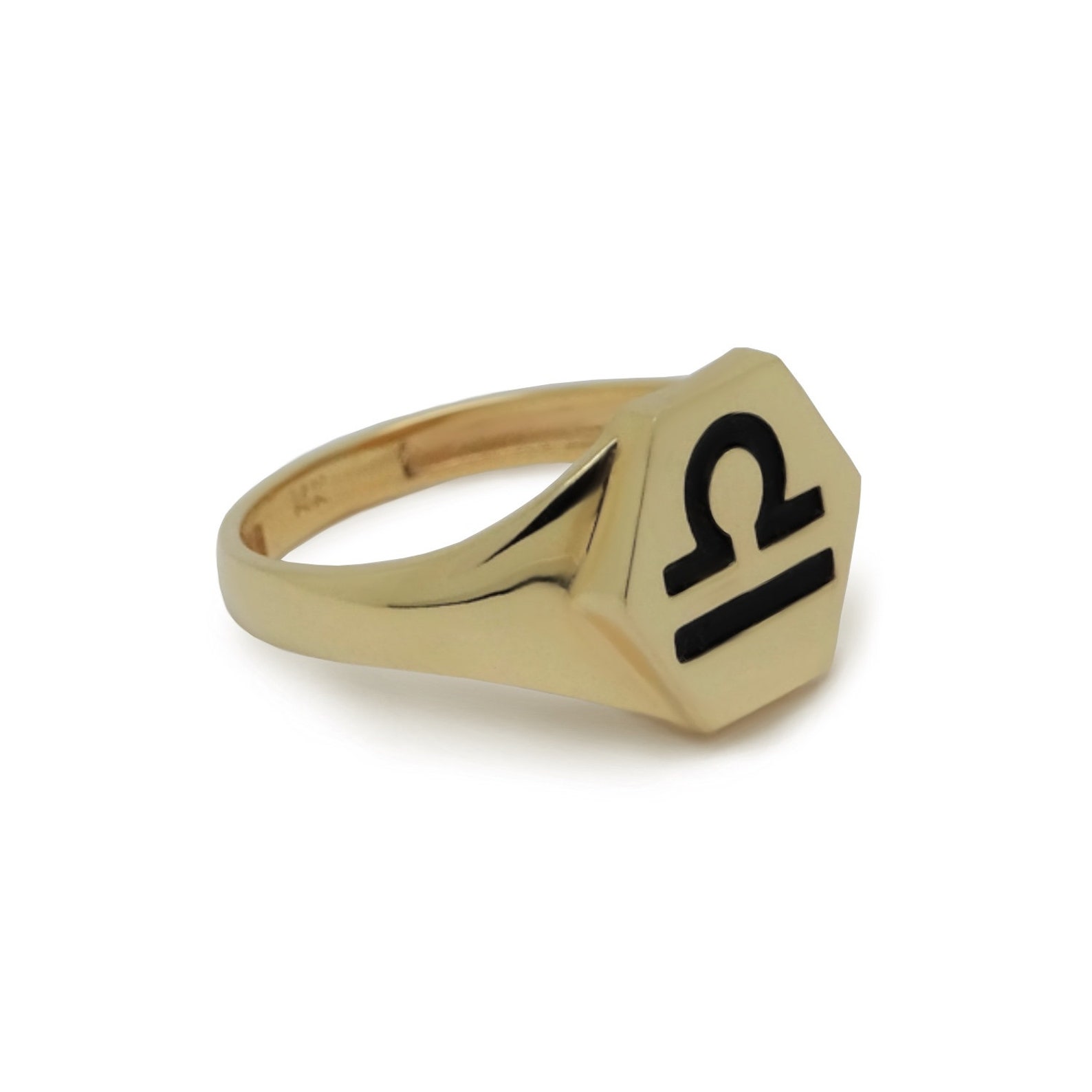 Libra Zodiac Sign 14K Gold Womens Ring, Solid 14k Gold Horoscope Girl ...