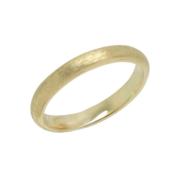 Wedding Classic Band Matte Finish Solid 14K Gold Ring Wide 3 | Etsy