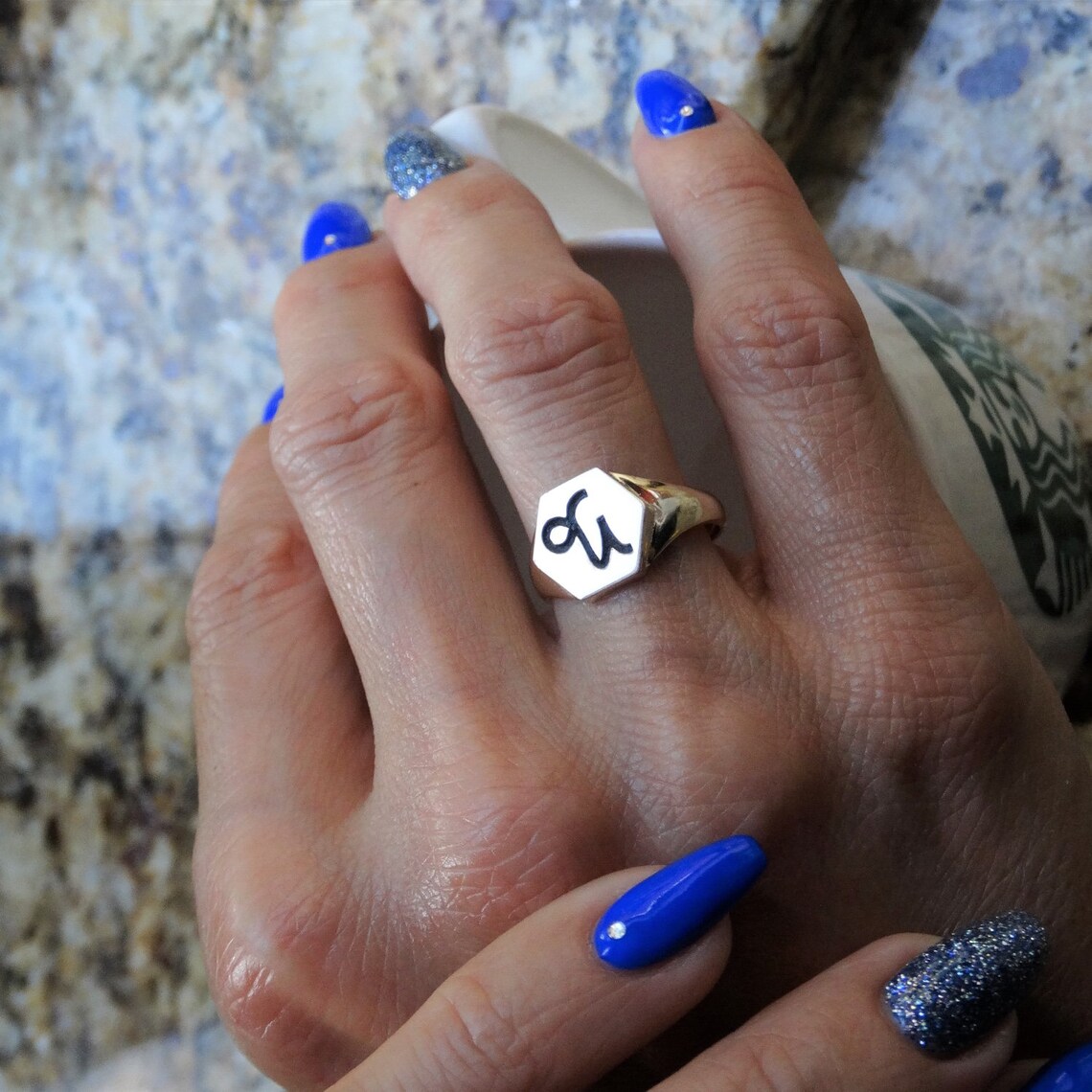 Capricorn Zodiac Sign 14K Gold Women's Ring, Solid 14k Gold Astrology ...