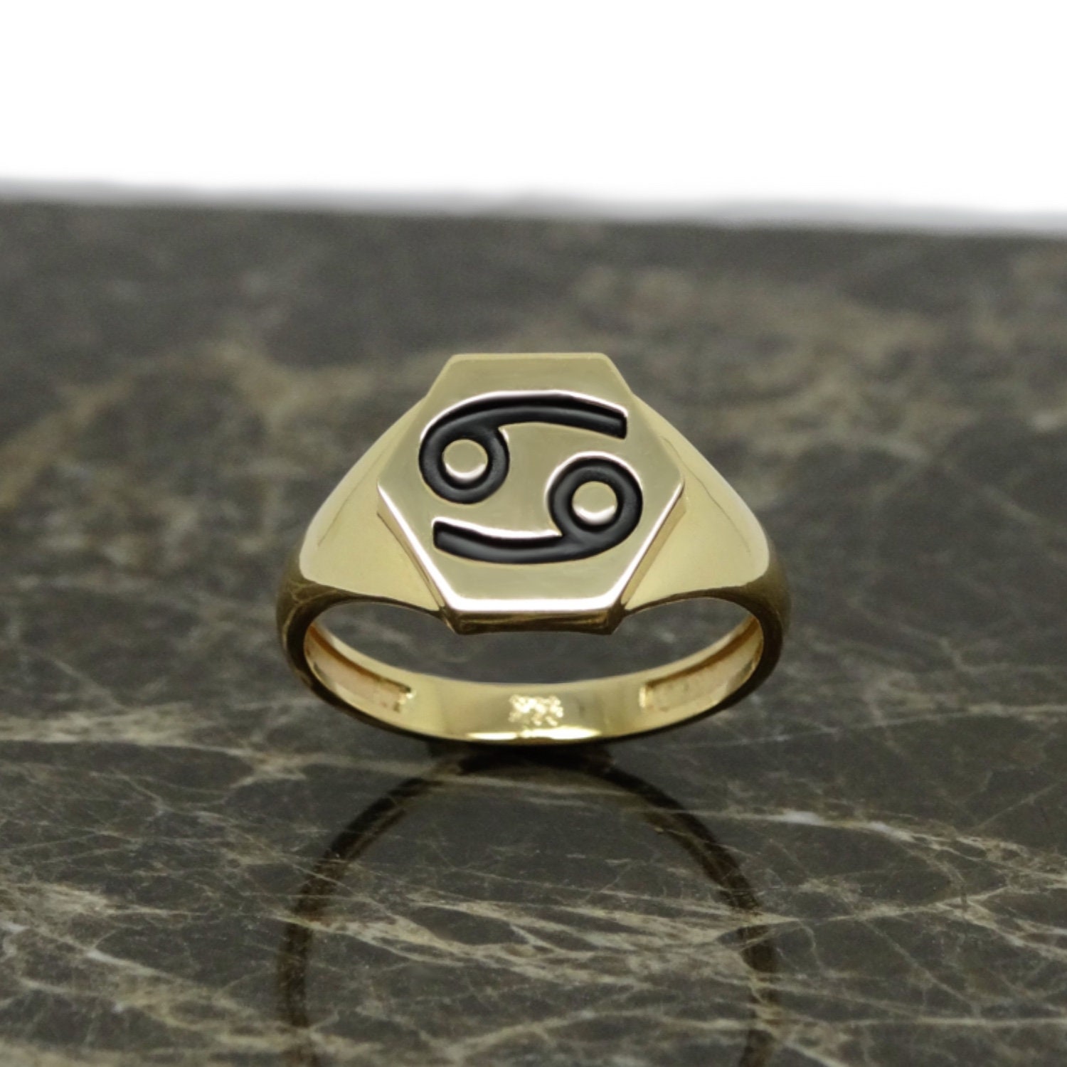 Cancer 14K Gold Zodiac Women's Ring, Horoscope Gold 14ct Womens Jewelry ...