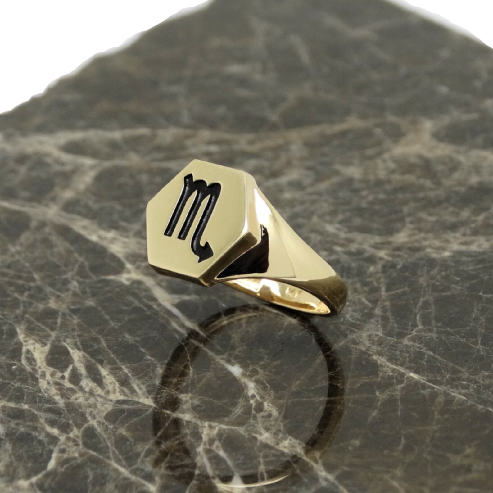 Scorpio Zodiac Sign 14K Gold Women's Ring, Solid 14k Gold Astrology ...