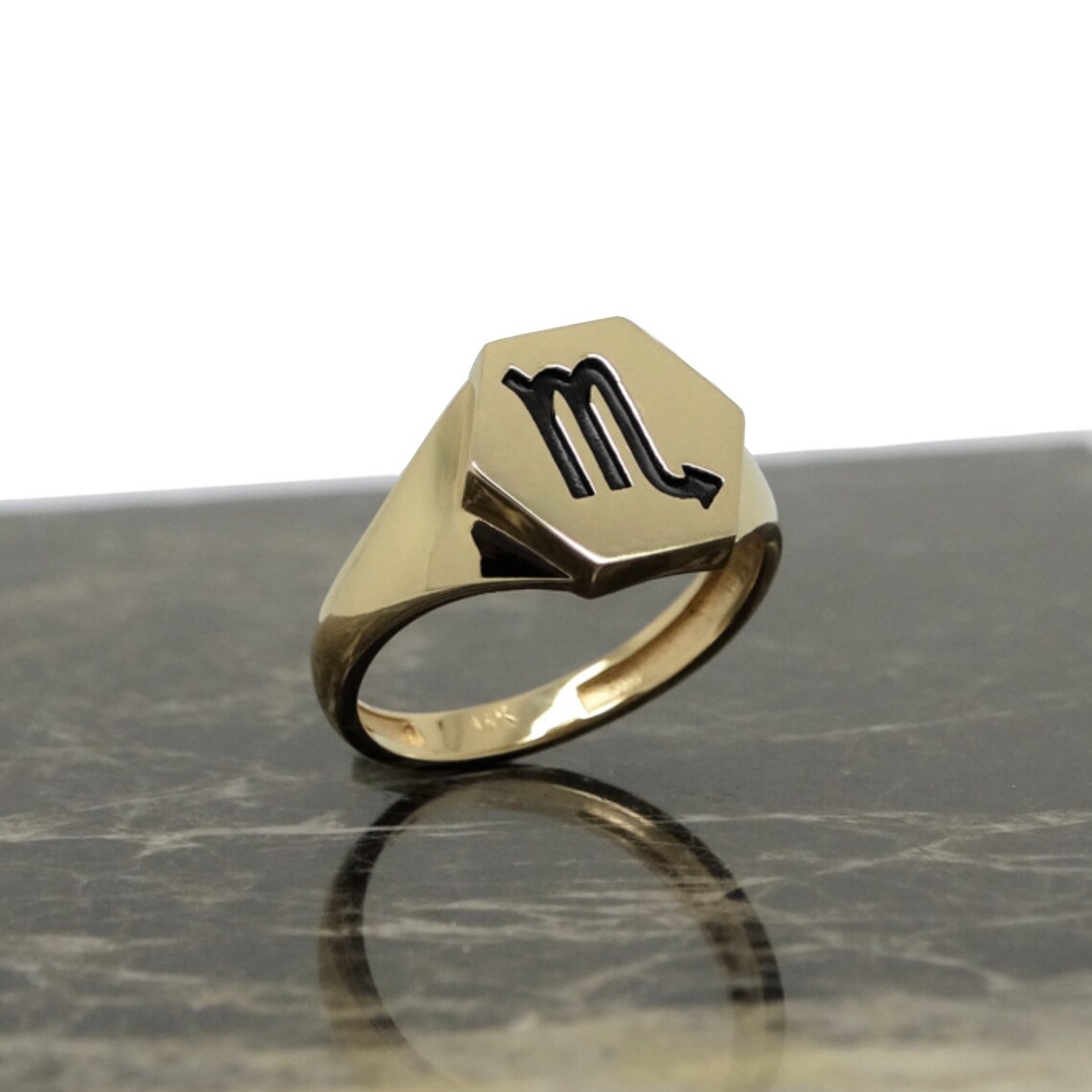 Scorpio Zodiac Sign 14K Gold Women's Ring, Solid 14k Gold Astrology ...