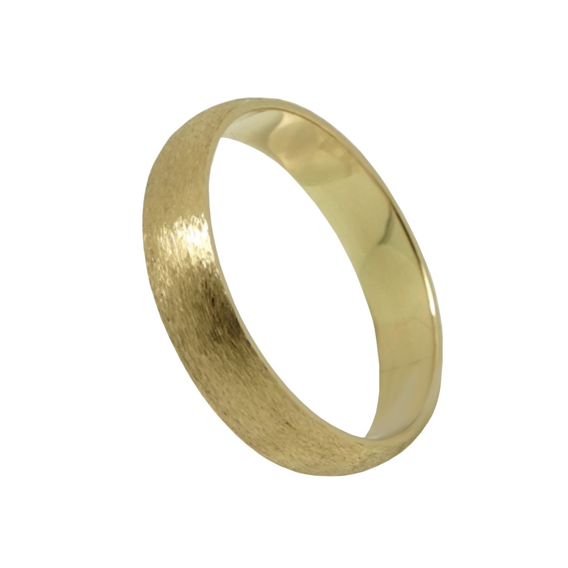 14K Gold Wedding Matte Finish Ring, Classic Wide 4 Mm Band in 14K ...