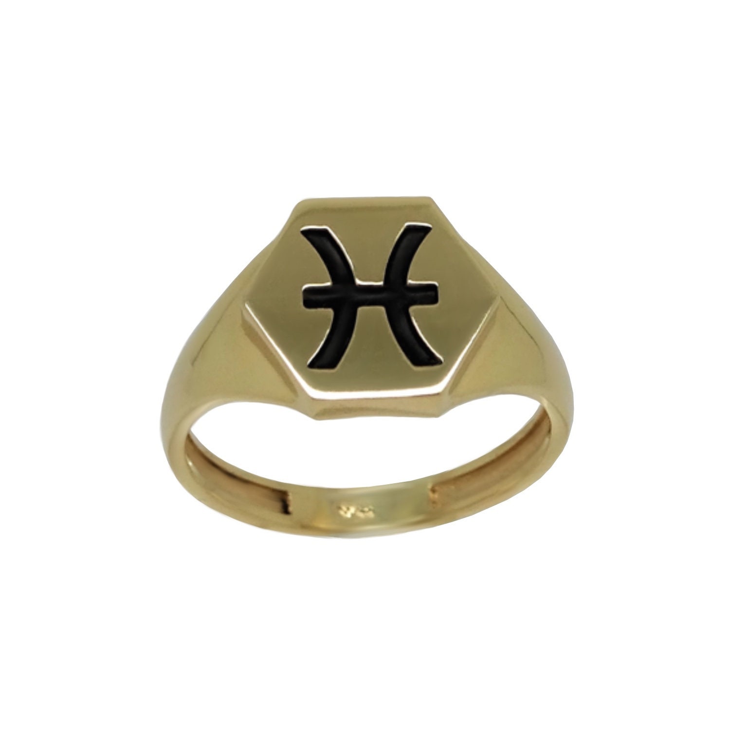 Women's Ring in Solid Gold 14K Zodiac Pisces Sign , Pisces Gold 14ct ...
