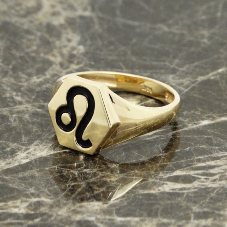 Leo 14K Gold Women's Ring, Solid 14k Gold Astrology Ring, Horoscope ...