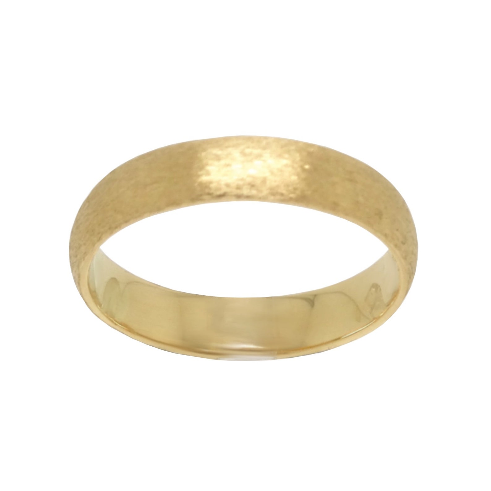 14K Gold Wedding Matte Finish Ring, Classic Wide 4 Mm Band in 14K ...