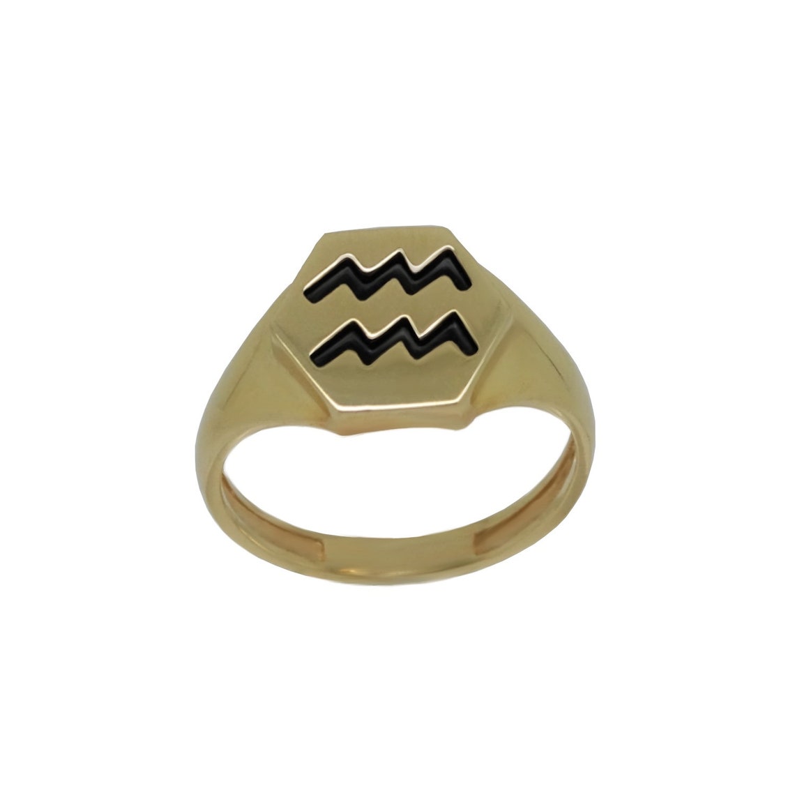 Zodiac Aquarius Sign 14K Gold Women's Ring, Solid 14k Gold Astrology ...