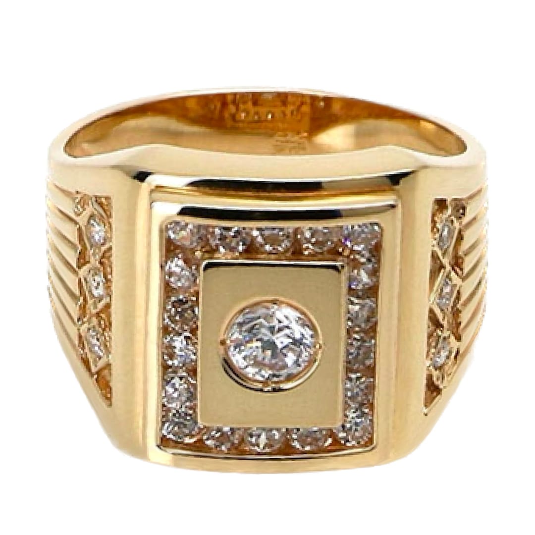 Multi Stones Men's Ring Made of 14K Solid Pure Gold Man Boys Gift Total ...