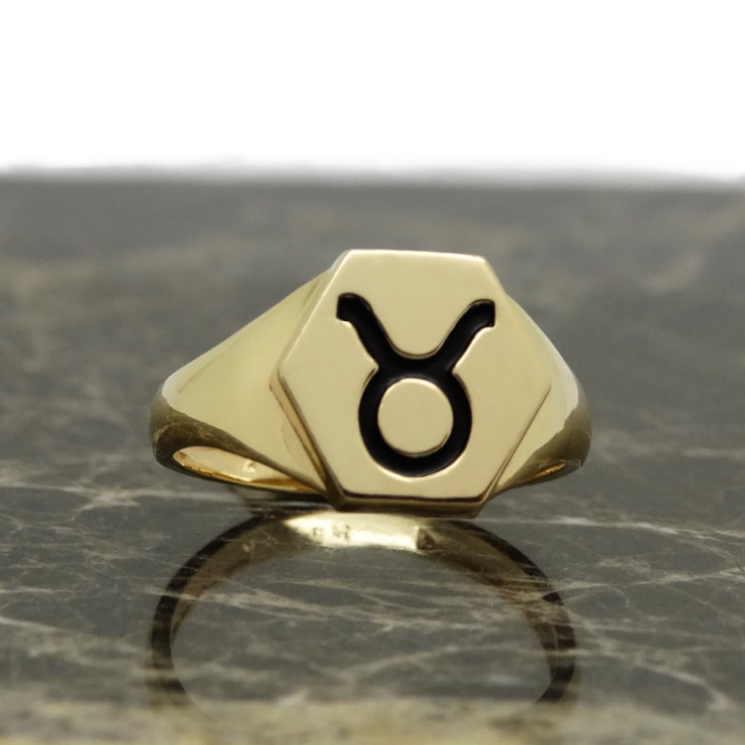 Taurus Gold Ring, Zodiac Sign Taurus Women's 14K Gold Ring, Horoscope ...