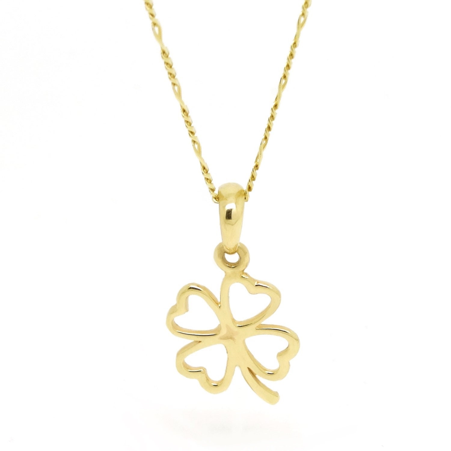 Gold 14K Four Leaf Clover Womens Necklace, 14k Solid Yellow Gold ...