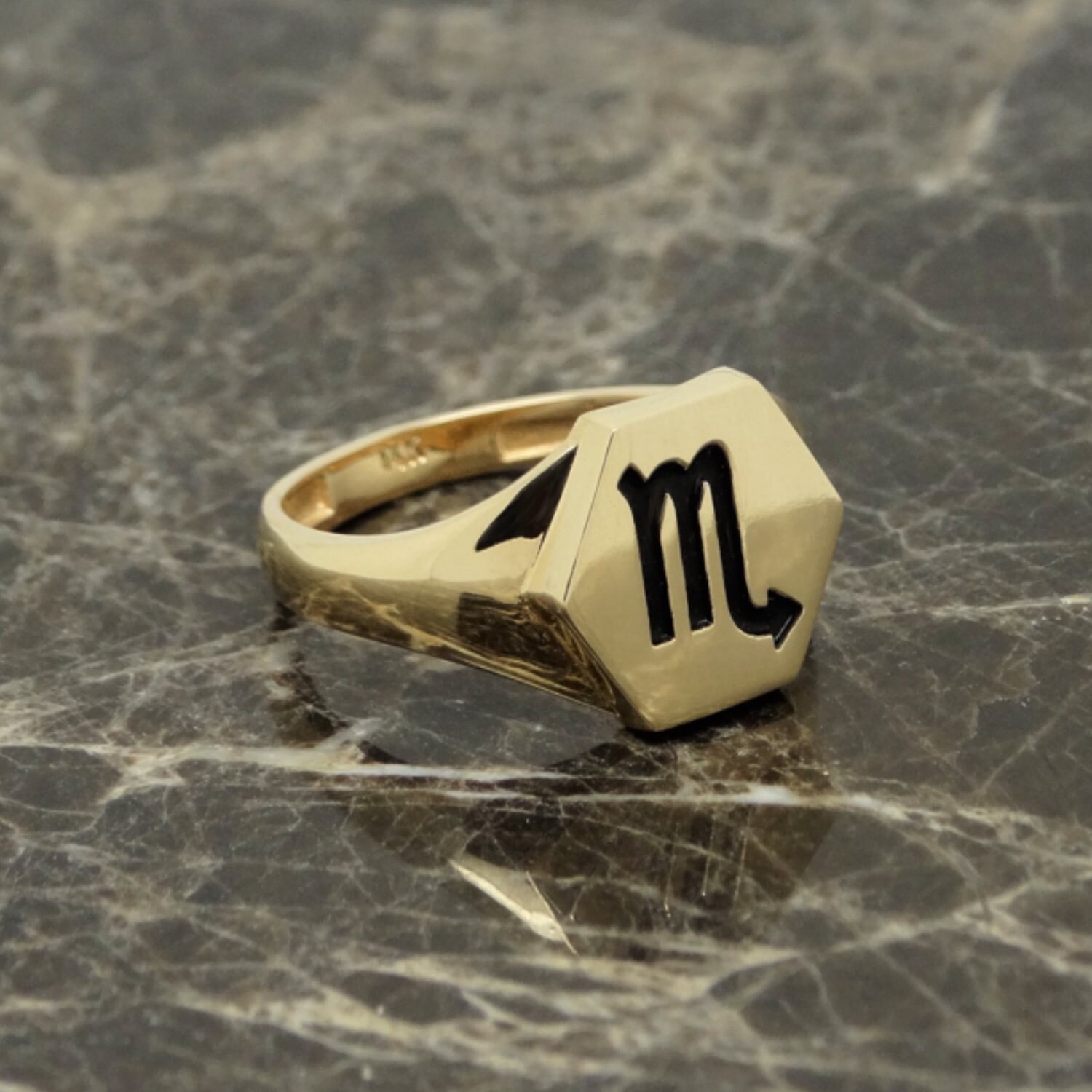 Scorpio Zodiac Sign 14K Gold Women's Ring, Solid 14k Gold Astrology ...