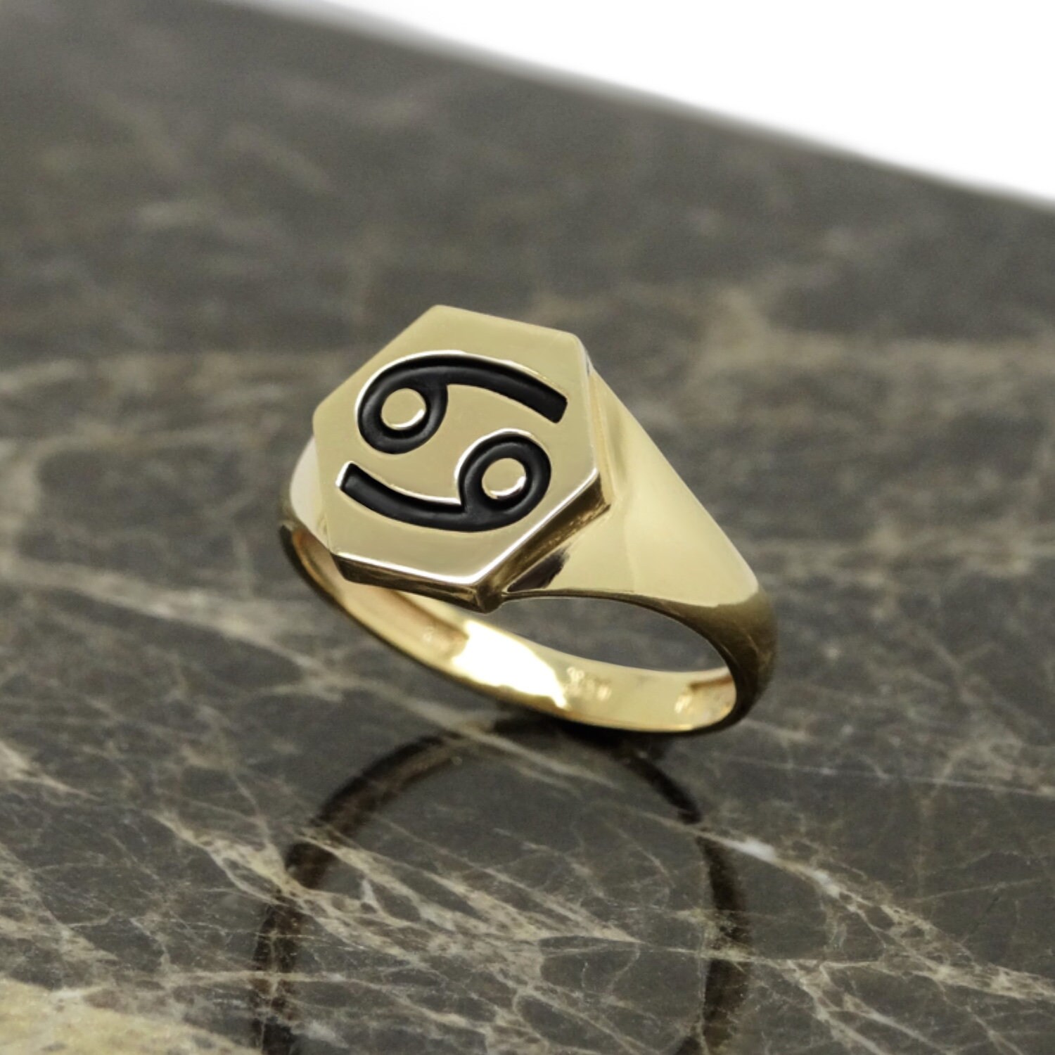 Cancer 14K Gold Zodiac Women's Ring, Horoscope Gold 14ct Womens Jewelry ...