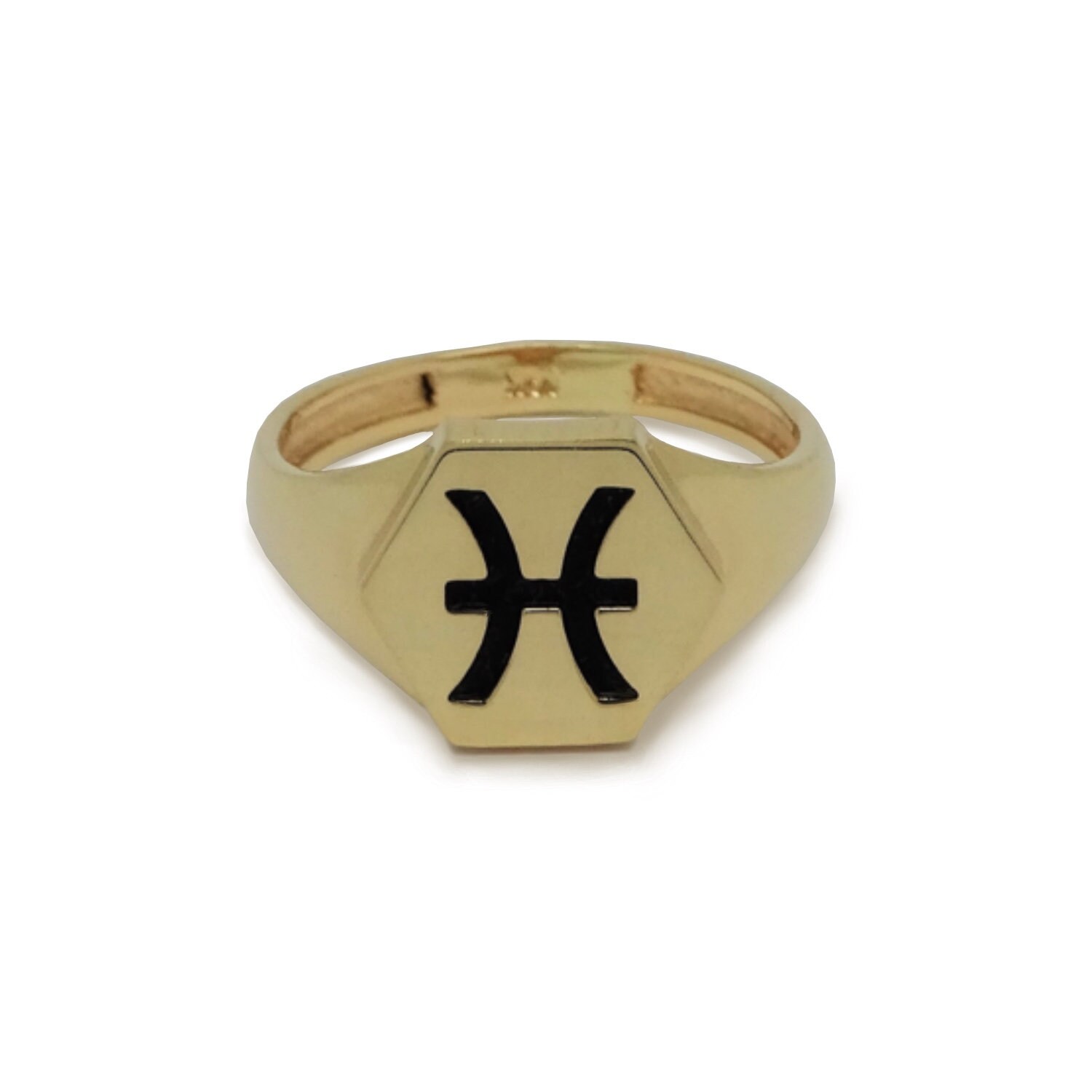 Women's Ring in Solid Gold 14K Zodiac Pisces Sign , Pisces Gold 14ct ...