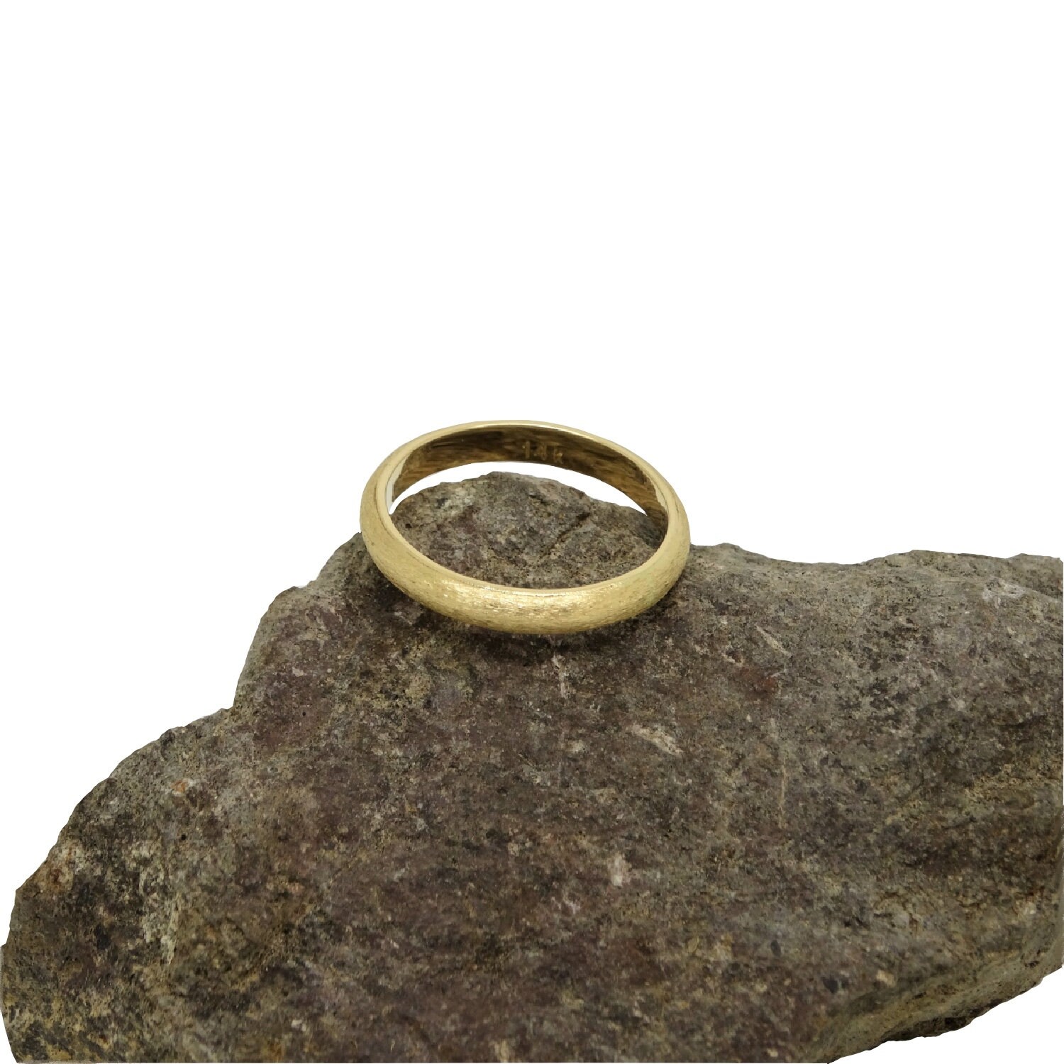 Wedding Classic Band Matte Finish Solid 14K Gold Ring Wide 3 - Etsy