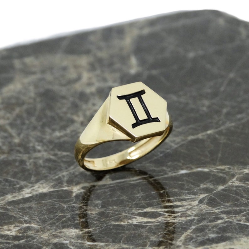 Gemini Sign 14K Gold Women's Ring Solid 14k Gold - Etsy