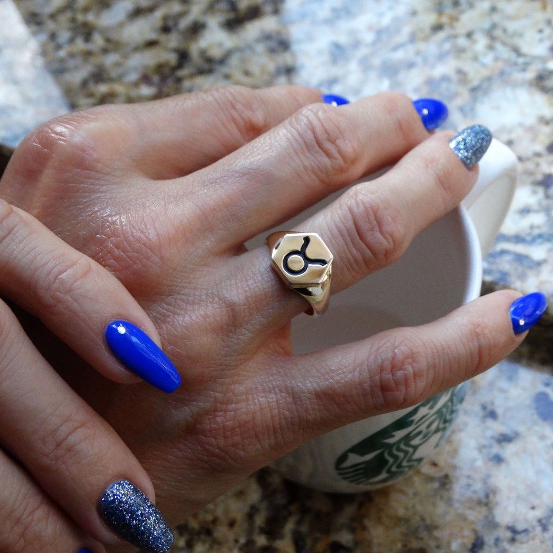 Taurus Gold Ring, Zodiac Sign Taurus Women's 14K Gold Ring, Horoscope ...