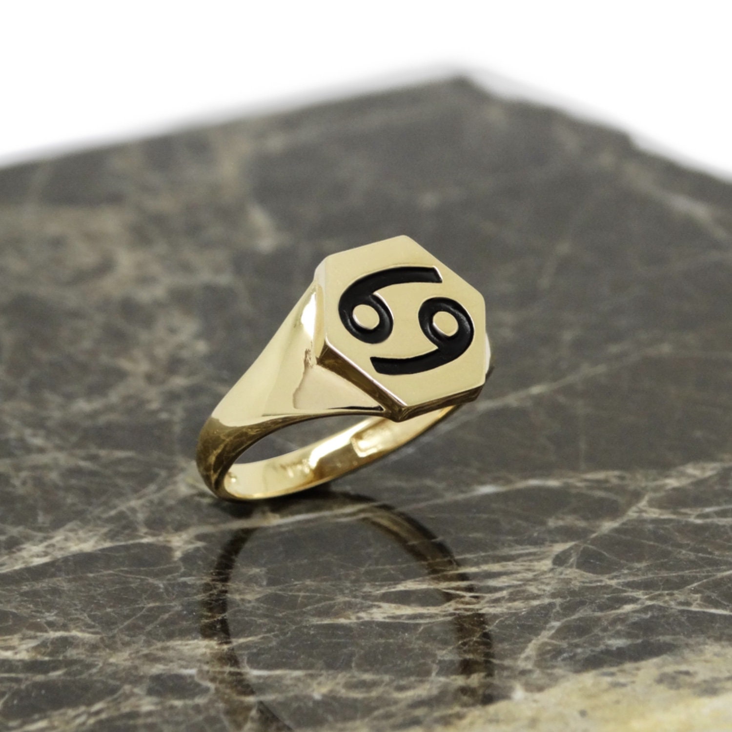 Cancer 14K Gold Zodiac Women's Ring, Horoscope Gold 14ct Womens Jewelry ...