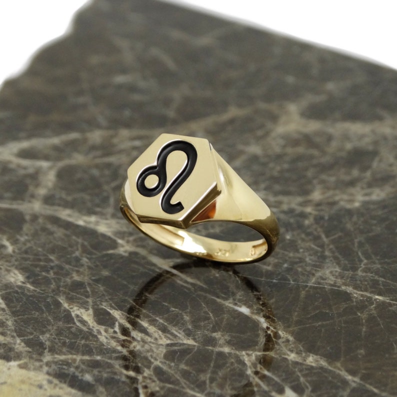Leo 14K Gold Women's Ring, Solid 14k Gold Astrology Ring, Horoscope ...