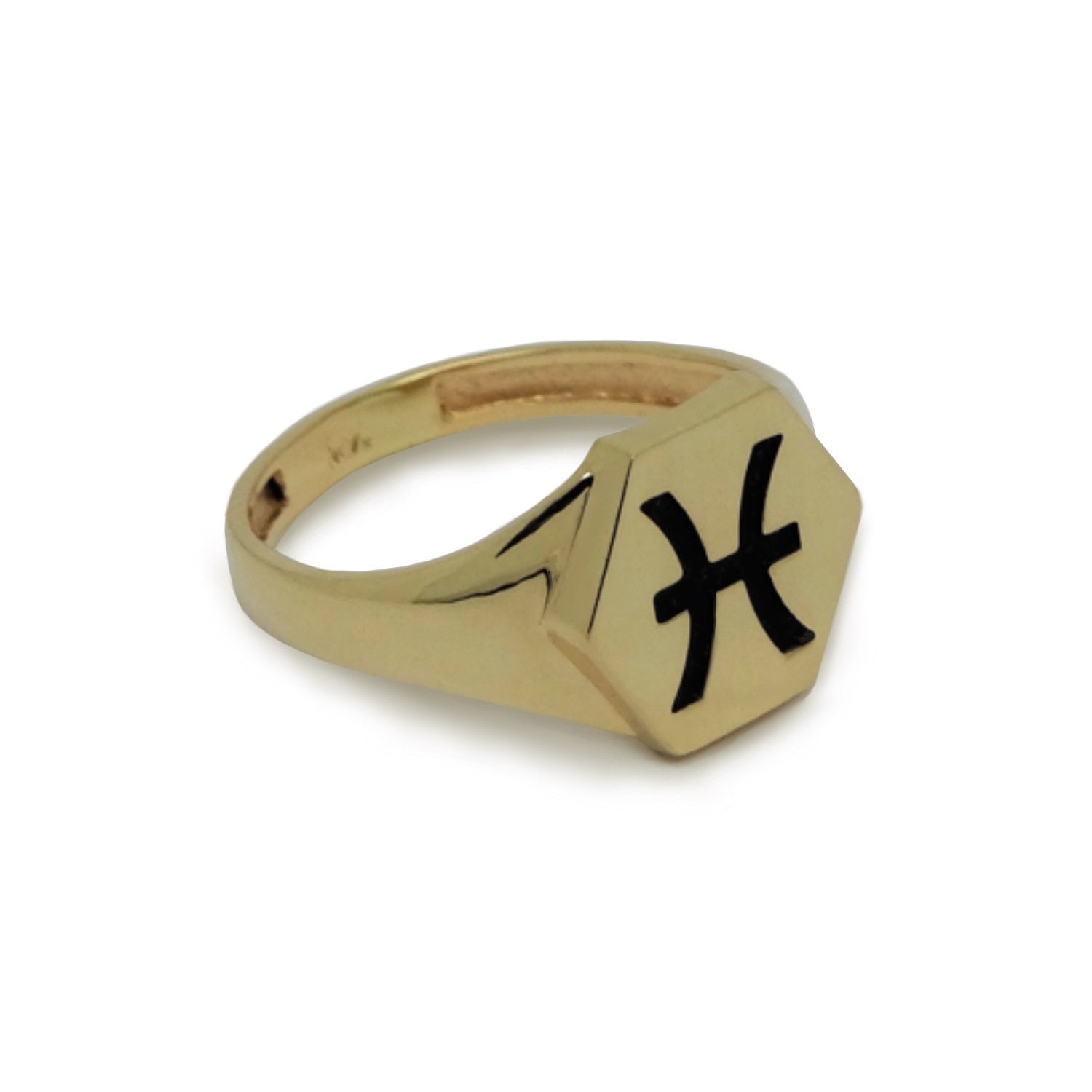 Women's Ring in Solid Gold 14K Zodiac Pisces Sign , Pisces Gold 14ct ...